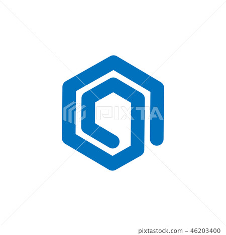 Abstract blue hexagon logo icon design template - Stock Illustration ...