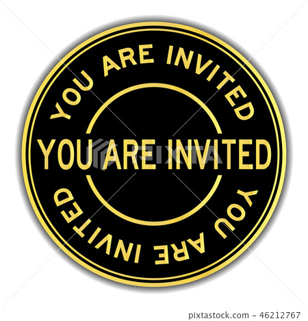 Black and gold sticker in word you are invited - Stock Illustration ...
