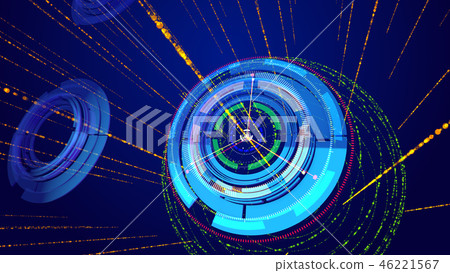 Blue and celeste circles of a cyber compass - Stock Illustration ...