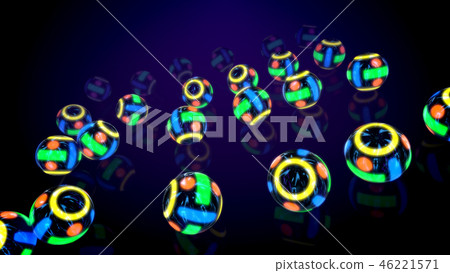 Spinning neon multicolored abstract balls - Stock Illustration ...