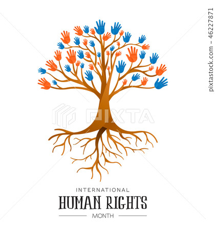 International Human Rights people hands tree - Stock Illustration ...