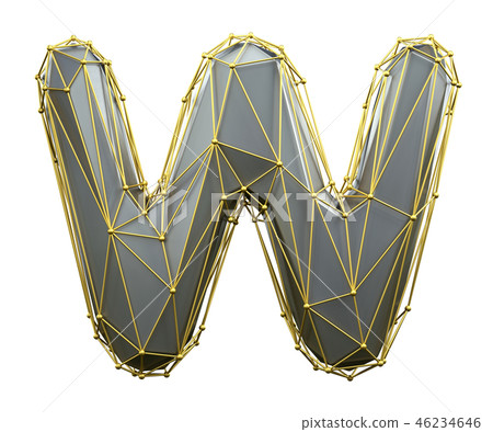 Capital latin letter W in low poly style silver... - Stock Illustration ...