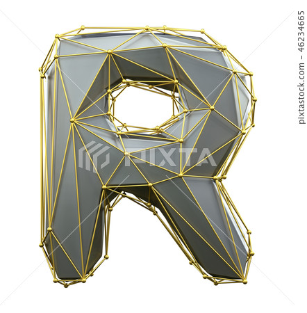 Capital latin letter R in low poly style silver... - Stock Illustration ...