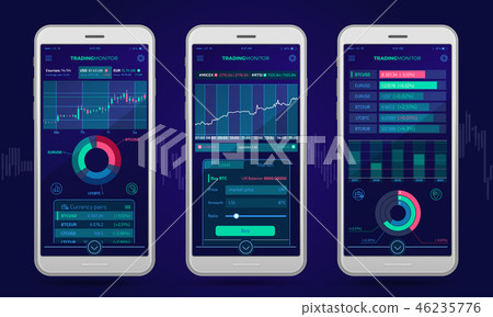 Trading Platform Interface With Infographic... - Stock Illustration ...