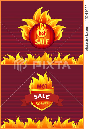 Best Offer Hot Sale Badge Promo Offer Burning Fire - Stock Illustration ...