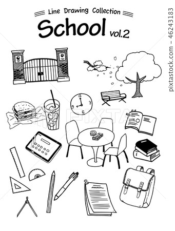 School item line drawing School 2 -Line Drawing... - Stock Illustration ...