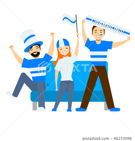 Cartoon Sport Fans People in front of Tv for... - Stock Illustration ...