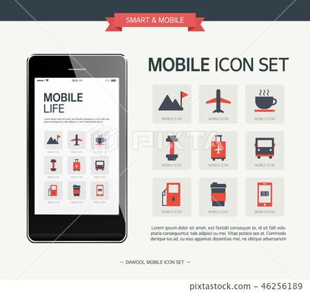 Mobile line icon collection - Stock Illustration [46256189] - PIXTA