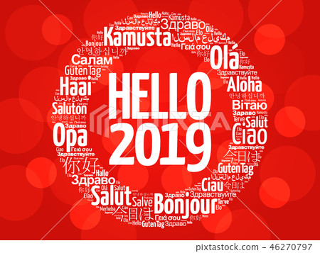 Hello 2019 word cloud in different languages - Stock Illustration ...