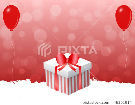 Red festive design with gift box on snow. - Stock Illustration ...