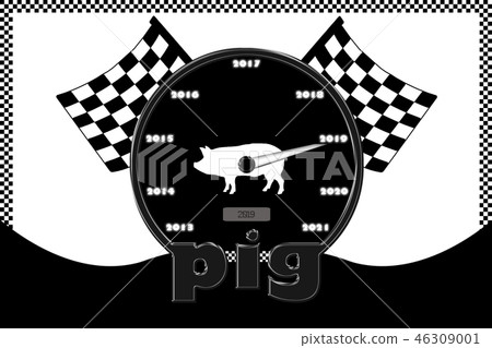 Pig in speedometer at speed in 2019 - Stock Illustration [46309001] - PIXTA