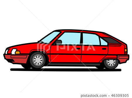 French sedan red car illustration - Stock Illustration [46309305] - PIXTA