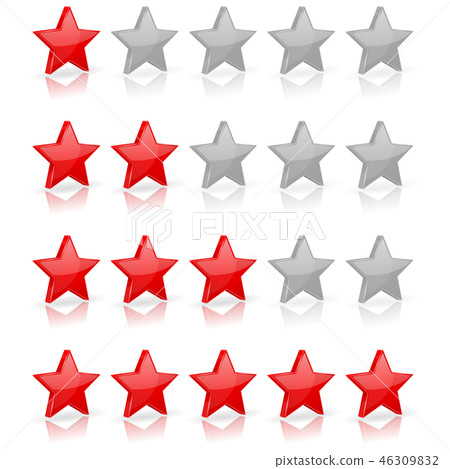 Red stars. Rating levels - Stock Illustration [46309832] - PIXTA