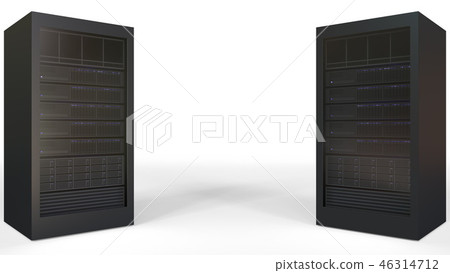 Two server racks against white background,... - Stock Illustration ...