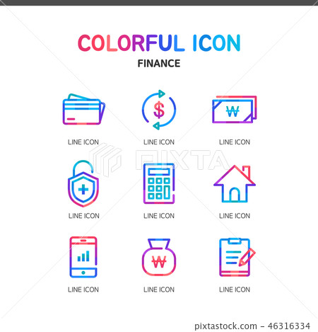 Colorful line icon collection - Stock Illustration [46316334] - PIXTA