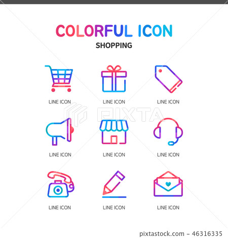 Colorful line icon collection - Stock Illustration [46316335] - PIXTA