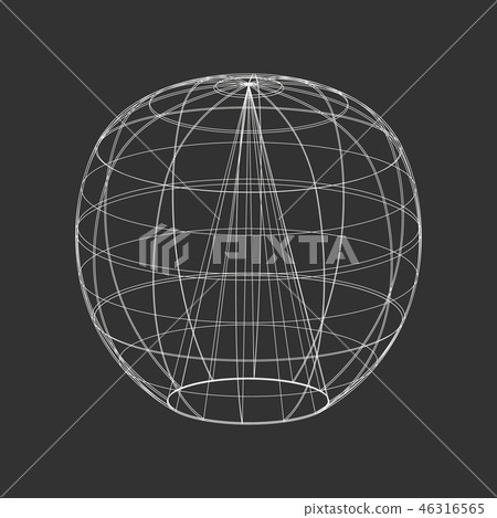 Outline vector sphere on the black background - Stock Illustration ...