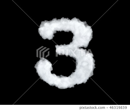 3d rendering of thick white cloud '3' number on... - Stock Illustration ...