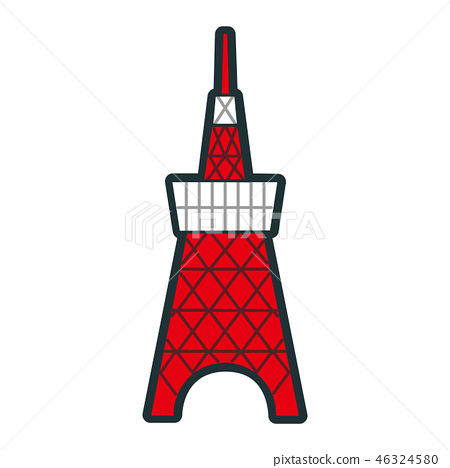 Illustration of a building. Japan Tokyo symbol,... - Stock Illustration ...