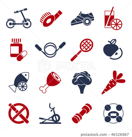 Digital vector healthy activity lifestyle icons - Stock Illustration ...