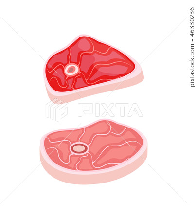 Meat Raw Pork Icons Closeup Vector Illustration - Stock Illustration ...