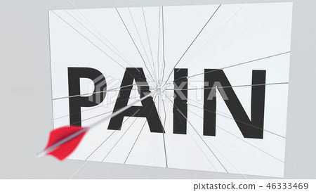 Archery arrow hits glass plate with PAIN text.... - Stock Illustration ...