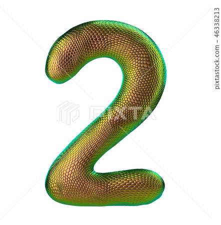 Number 2 two made of natural gold snake skin... - Stock Illustration ...