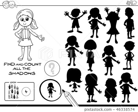 shadow game with girl color book - Stock Illustration [46338574] - PIXTA