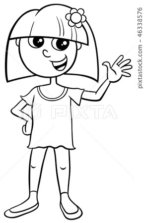 girl character cartoon coloring page - Stock Illustration [46338576 ...