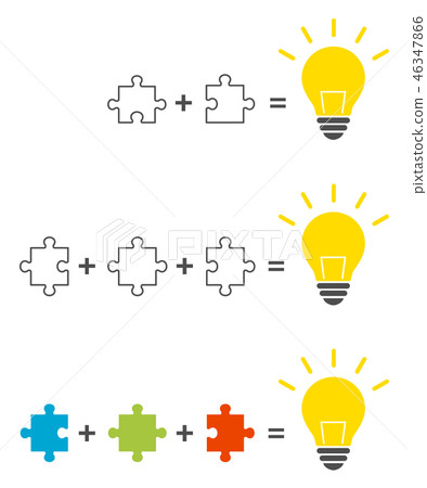 Puzzle and light bulb illustration solution image - Stock Illustration ...