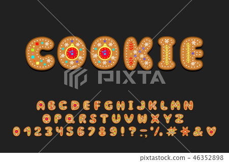 Alphabet cookie design. Letters, numbers and... - Stock Illustration ...