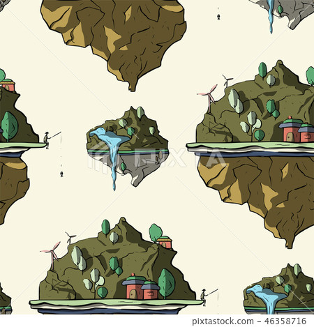 Floating island, 3d, vector. - Stock Illustration [46358716] - PIXTA