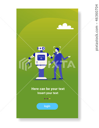 robot scanning man face getting access face... - Stock Illustration ...