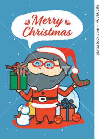 Gritting card cute santa claus & sonwman /... - Stock Illustration ...