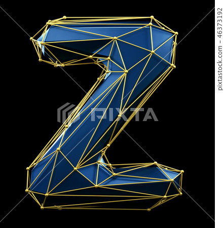 Capital latin letter Z in low poly style blue... - Stock Illustration ...