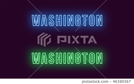 Neon name of Washington city in USA. Vector text - Stock Illustration ...