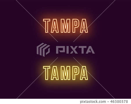 Neon name of Tampa city in USA. Vector text - Stock Illustration ...