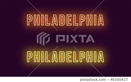 Neon name of Philadelphia city in USA. Vector text - Stock Illustration ...