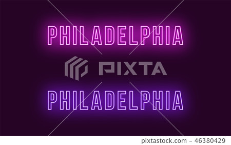 Neon name of Philadelphia city in USA. Vector text - Stock Illustration ...