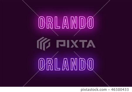 Neon name of Orlando city in USA. Vector text - Stock Illustration ...