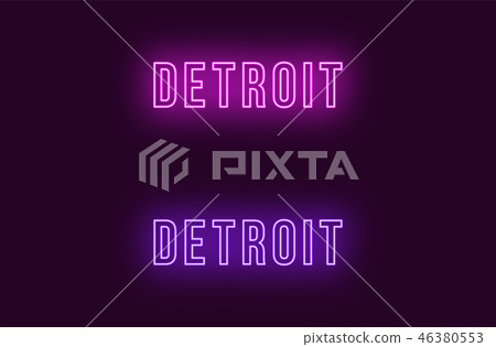 Neon name of Detroit city in USA. Vector text - Stock Illustration ...