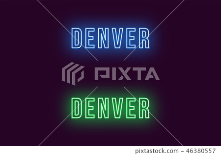 Neon name of Denver city in USA. Vector text - Stock Illustration ...