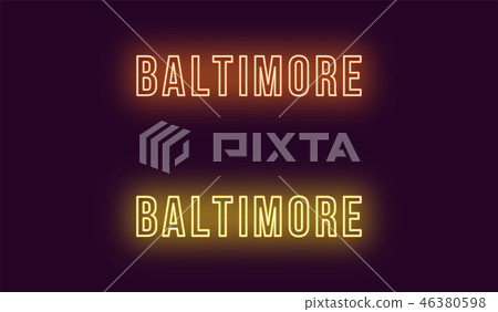 Neon name of Baltimore city in USA. Vector text - Stock Illustration ...