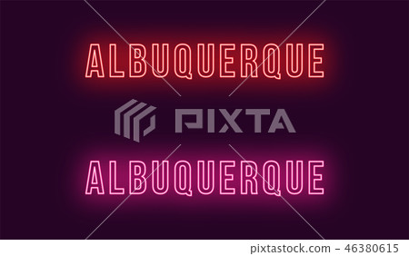 Neon name of Albuquerque city in USA. Vector text - Stock Illustration ...