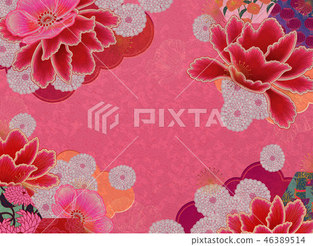 Fluorescent pink floral background - Stock Illustration [46389514] - PIXTA