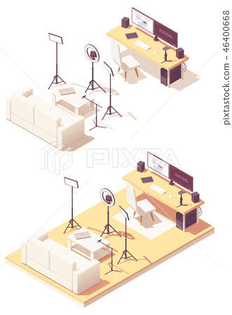 Vector isometric video blogger studio equipment - Stock Illustration ...