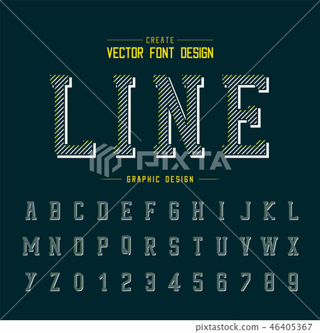 Font and alphabet vector, Line typeface and number - Stock Illustration ...