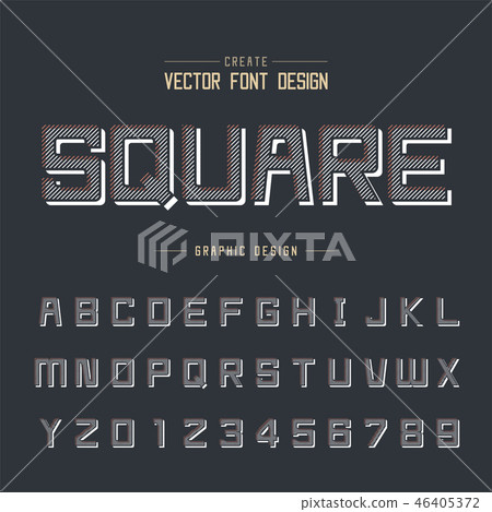 Font and alphabet vector, Line square typeface - Stock Illustration ...