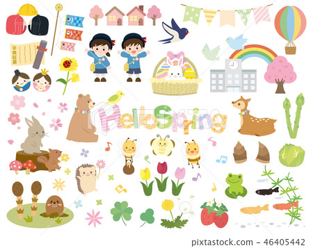Cute spring illustration material - Stock Illustration [46405442] - PIXTA