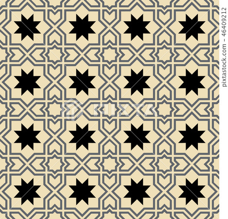 Balck Yellow arabesque pattern - Stock Illustration [46409212] - PIXTA